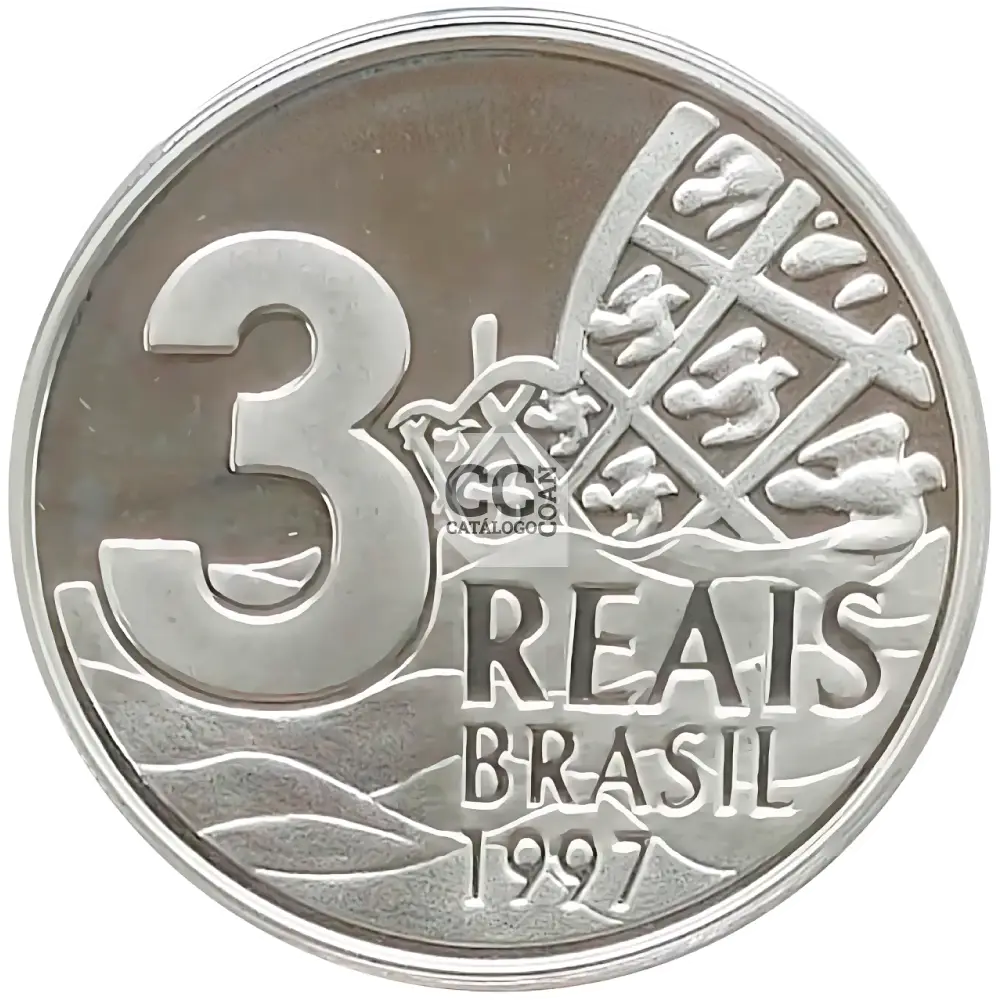 Moeda de 3 reais Centenário de Belo Horizonte de 1997 valor - Catálogo Coan