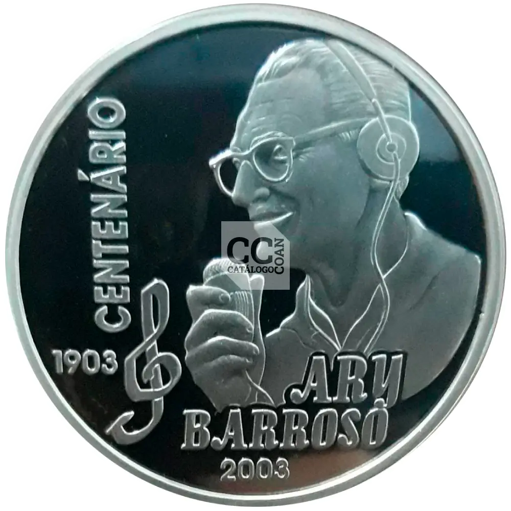 Moeda de 2 reais 100 Anos Ary Barroso de 2003 valor - Catálogo Coan