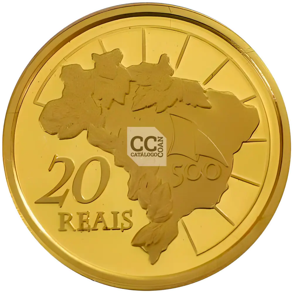 Moeda de 20 reais 500 Anos Descobrimento valor - Catálogo Coan